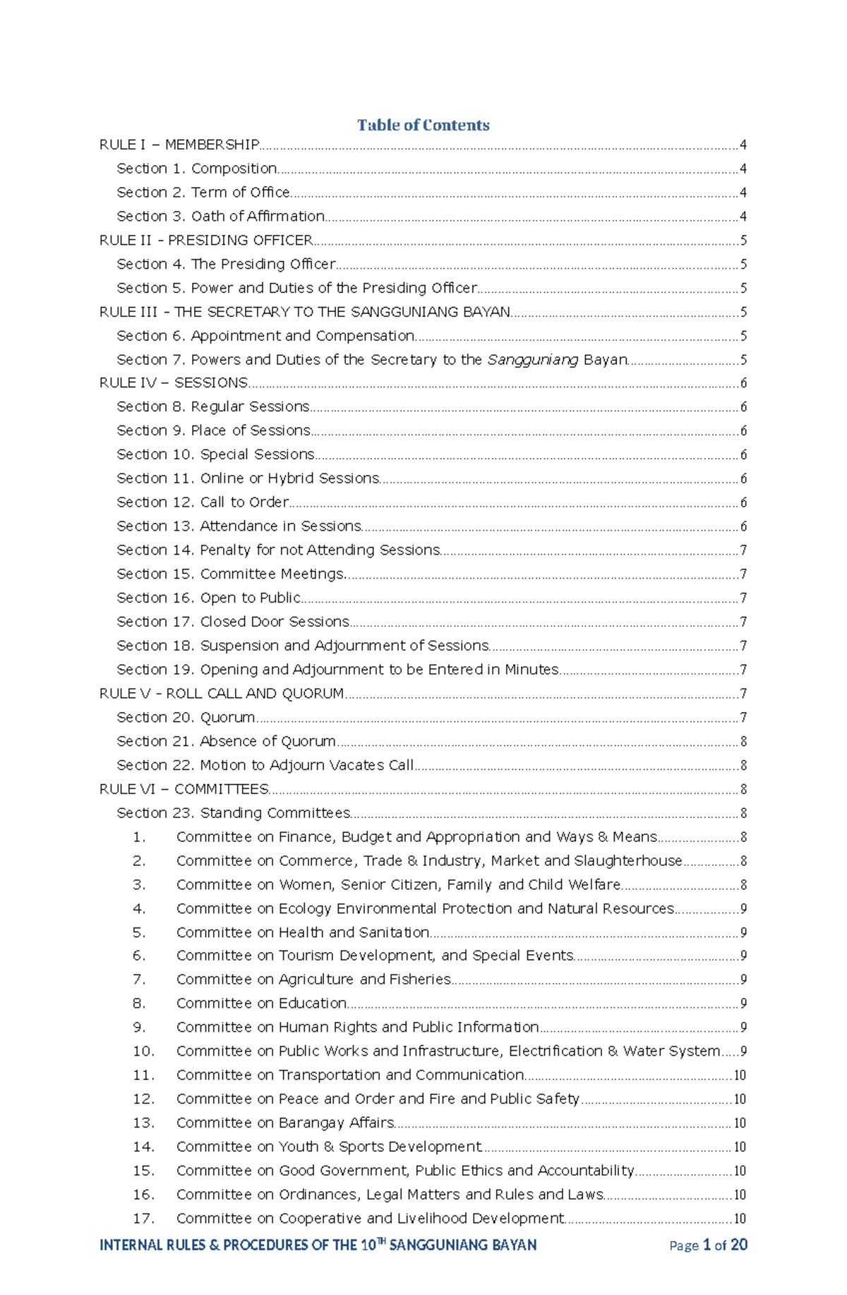 001-2022 - Res - Table of Contents RULE I – - Studocu