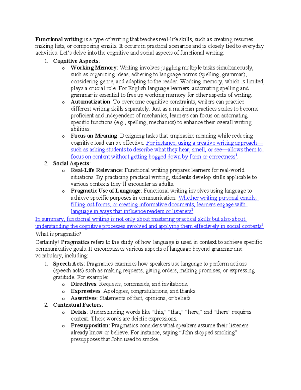 Functional writing - It occurs in practical scenarios and is closely ...