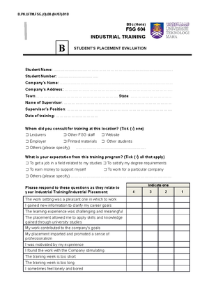 LI A - li for intern - STUDENT’S REPORT FORM IMPORTANT: Complete this ...