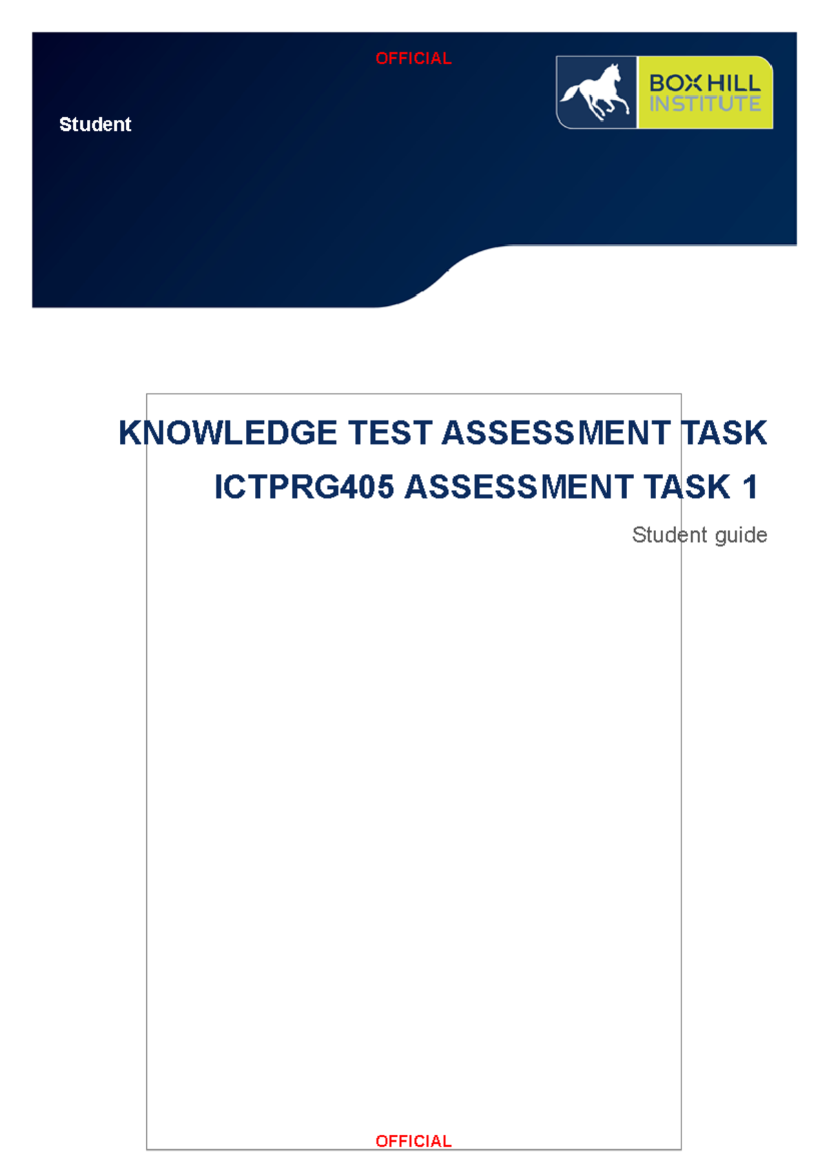 Ictprg 405-AT1-abs - Student KNOWLEDGE TEST ASSESSMENT TASK ICTPRG405 ...