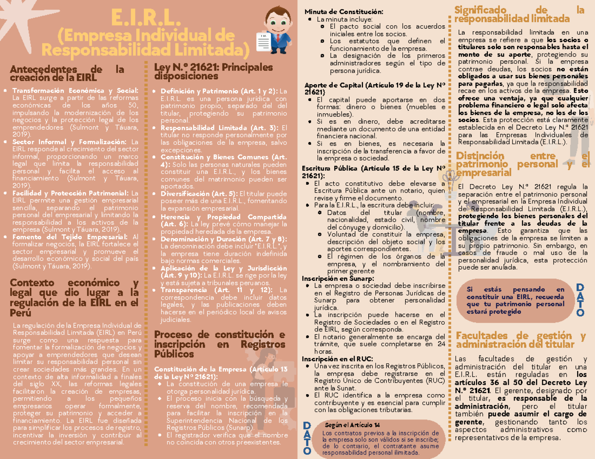 Díptico Comercial - Si estás pensando en constituir una EIRL, recuerda ...