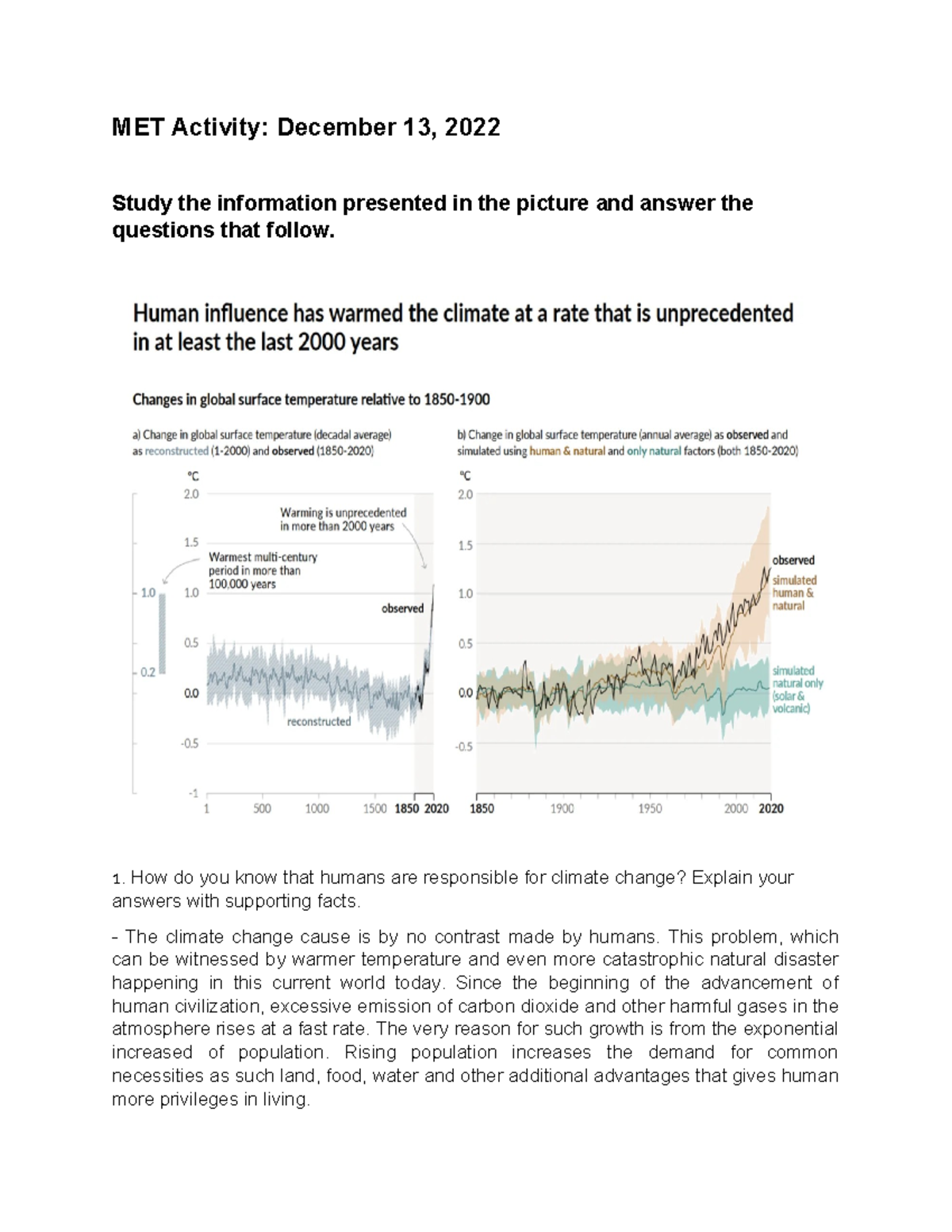 Met Activity - MET Activity: December 13, 2022 Study the information ...