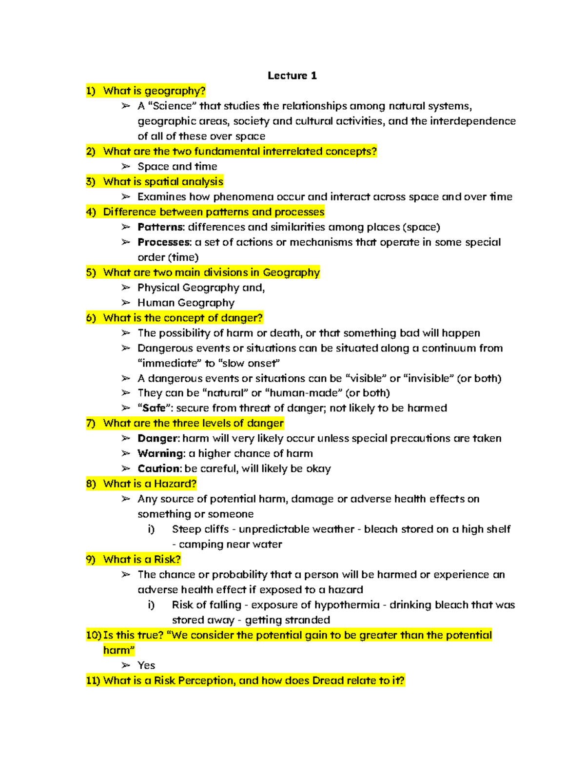 Geo 210 lecture 1 notes - Summary Geography of Danger - Lecture 1 What ...