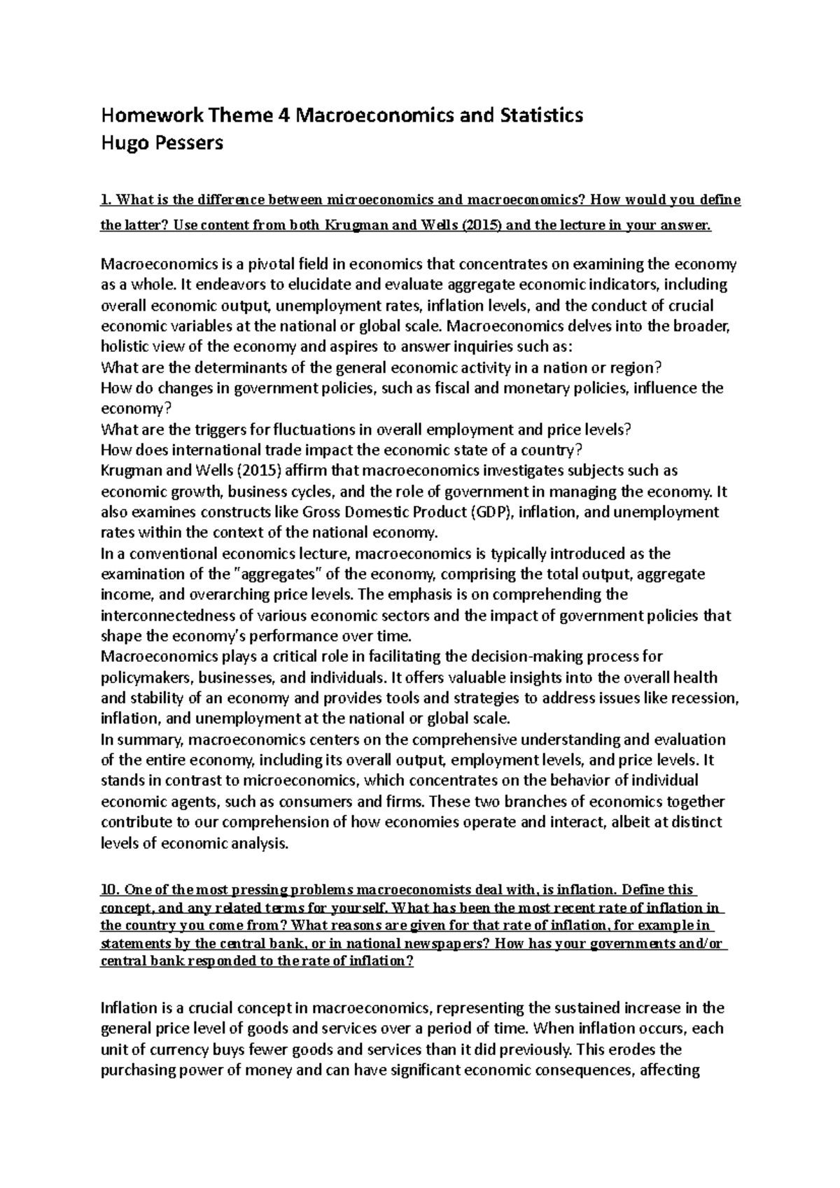 Homework Theme 4 Macroeconomics and Statistics - Homework Theme 4 ...