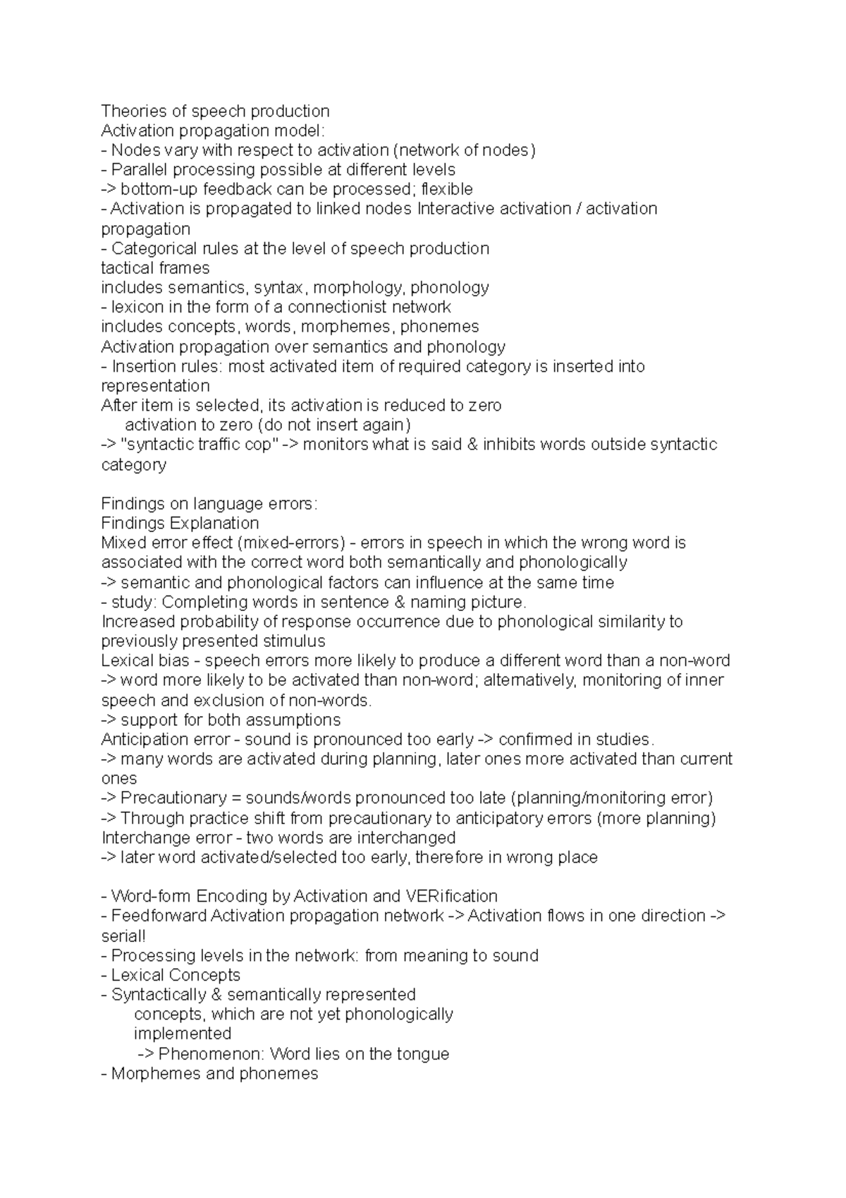 Theories of speech production - Theories of speech production ...