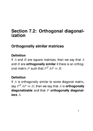 Section 7 - Quadratic Forms - Section 7: Quadratic forms Quadratic ...