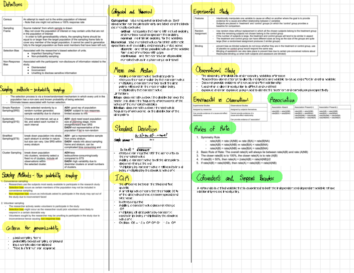 Gea Cheat sheet - Categorical - take categorical or label values. Each ...