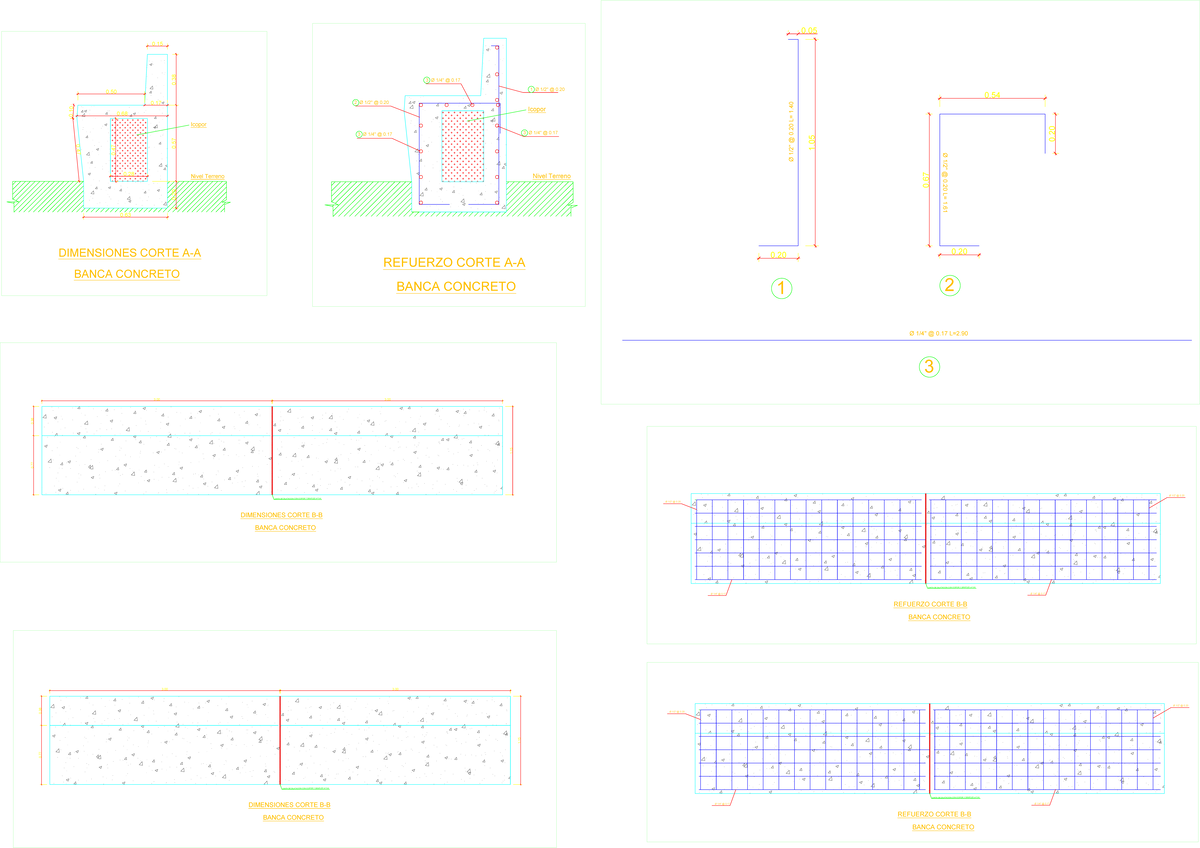 Detalle Banca Concreto-Layout 2 - Nivel Terreno 0. 0. 0. 0. 0. 0. 0. 0 ...