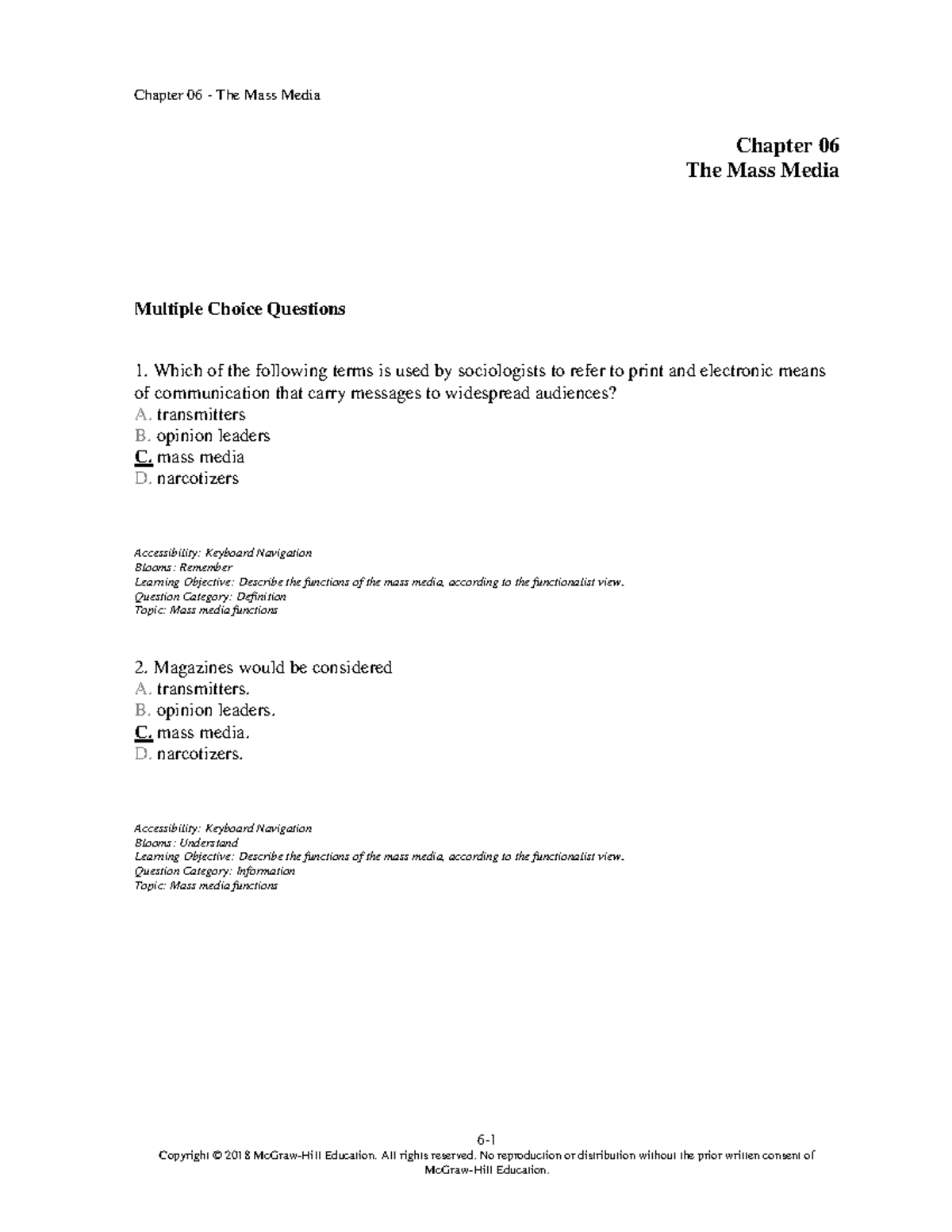 SOCS 101 Chapter 6 Test Bank - 6- Copyright © 2018 McGraw-Hill ...