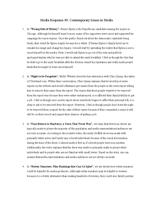 Media Response 1 - Media Response In “Prologue”, both Amy and the ...