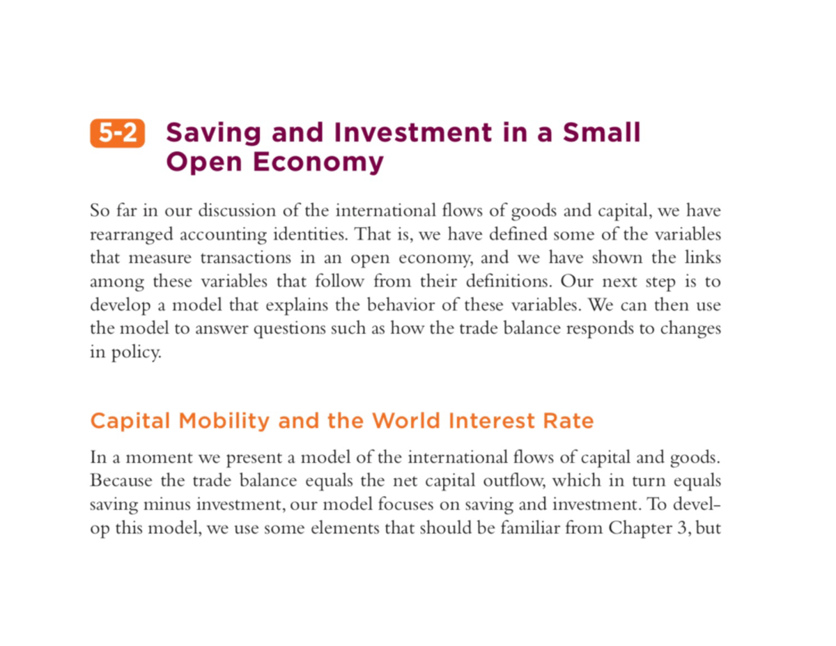 Saving and Investment in a Small Open Economy - MACRO ECONOMICS - Studocu