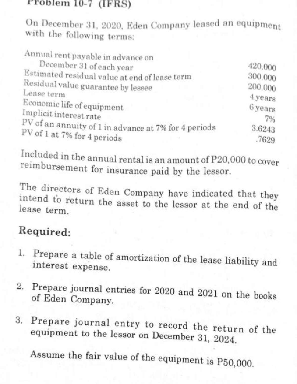 FAR 4 Problem 10-7 - Practice - Financial Management - Studocu