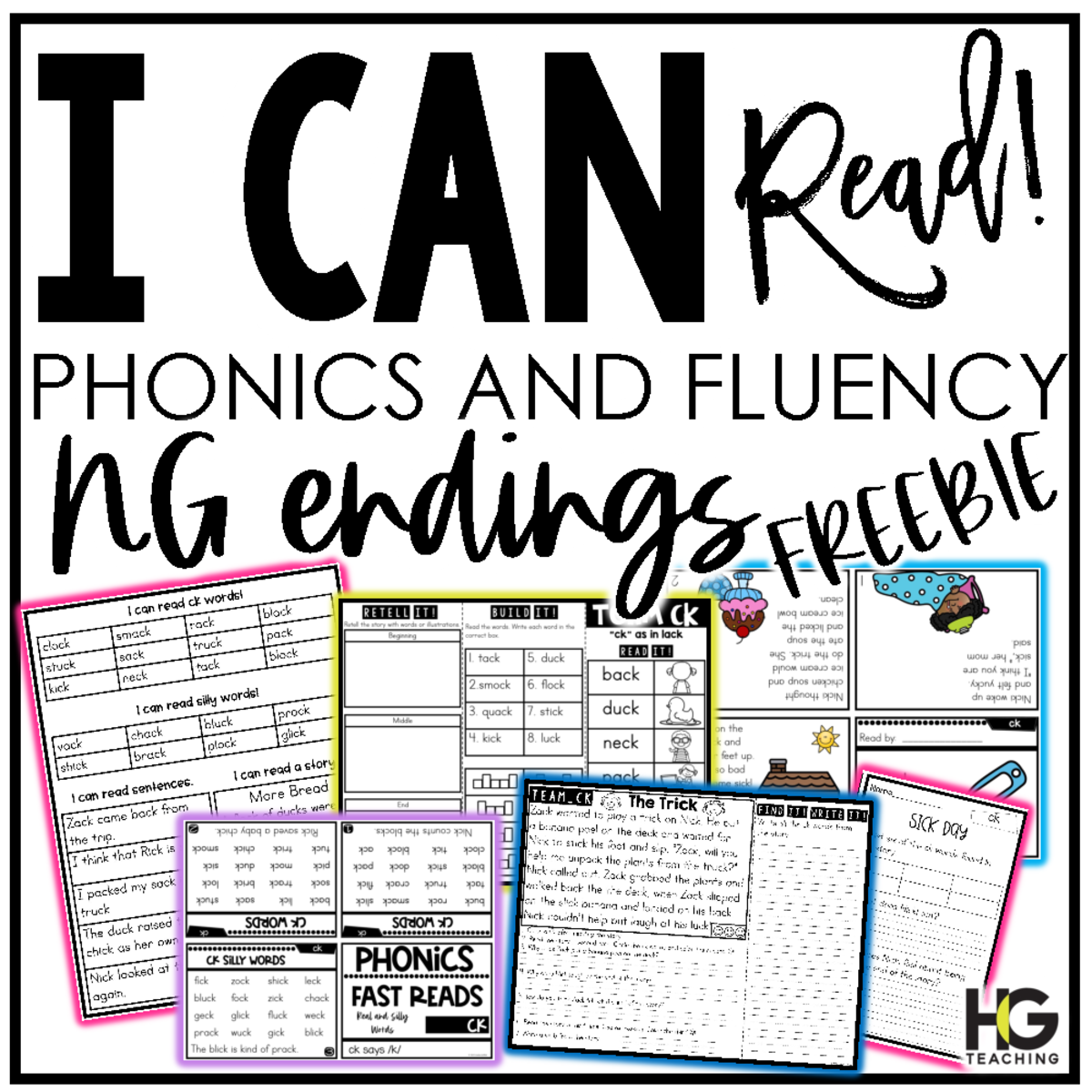 Phonics - I CAN Read! PHONICS AND FLUENCY NG endings FREEBIE ng Endings ...