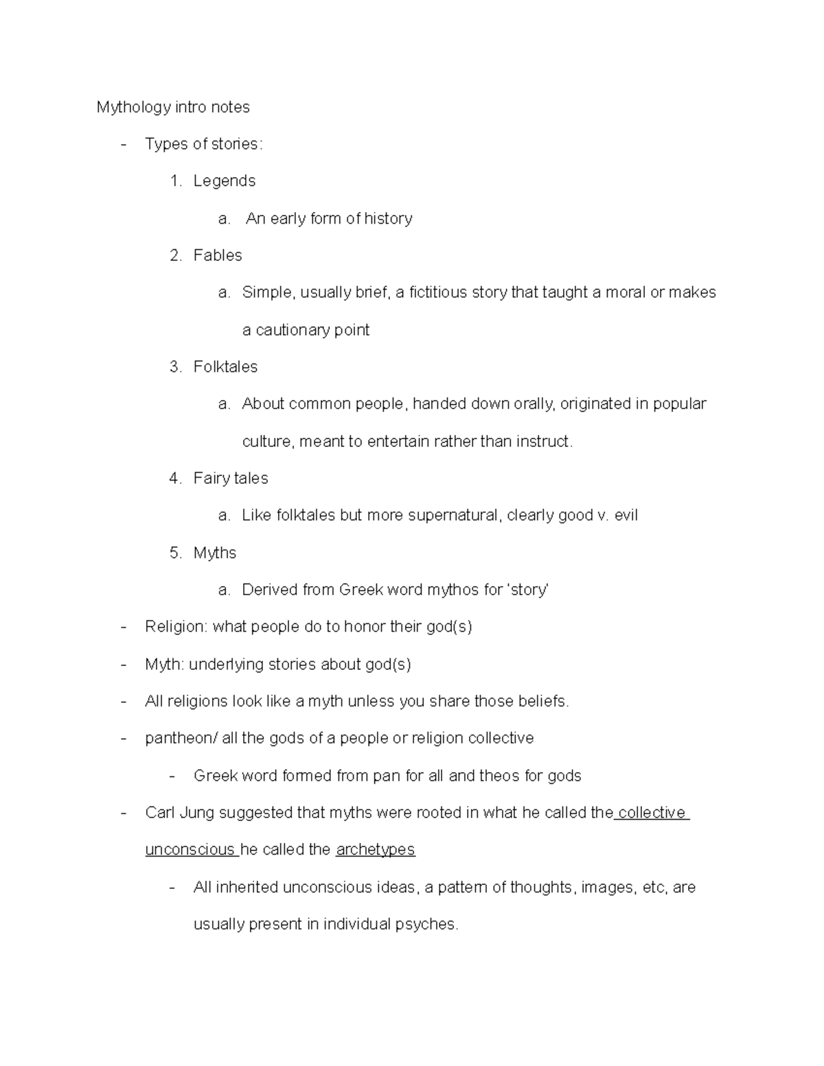 Mythology intro notes - Legends a. An early form of history 2. Fables a ...