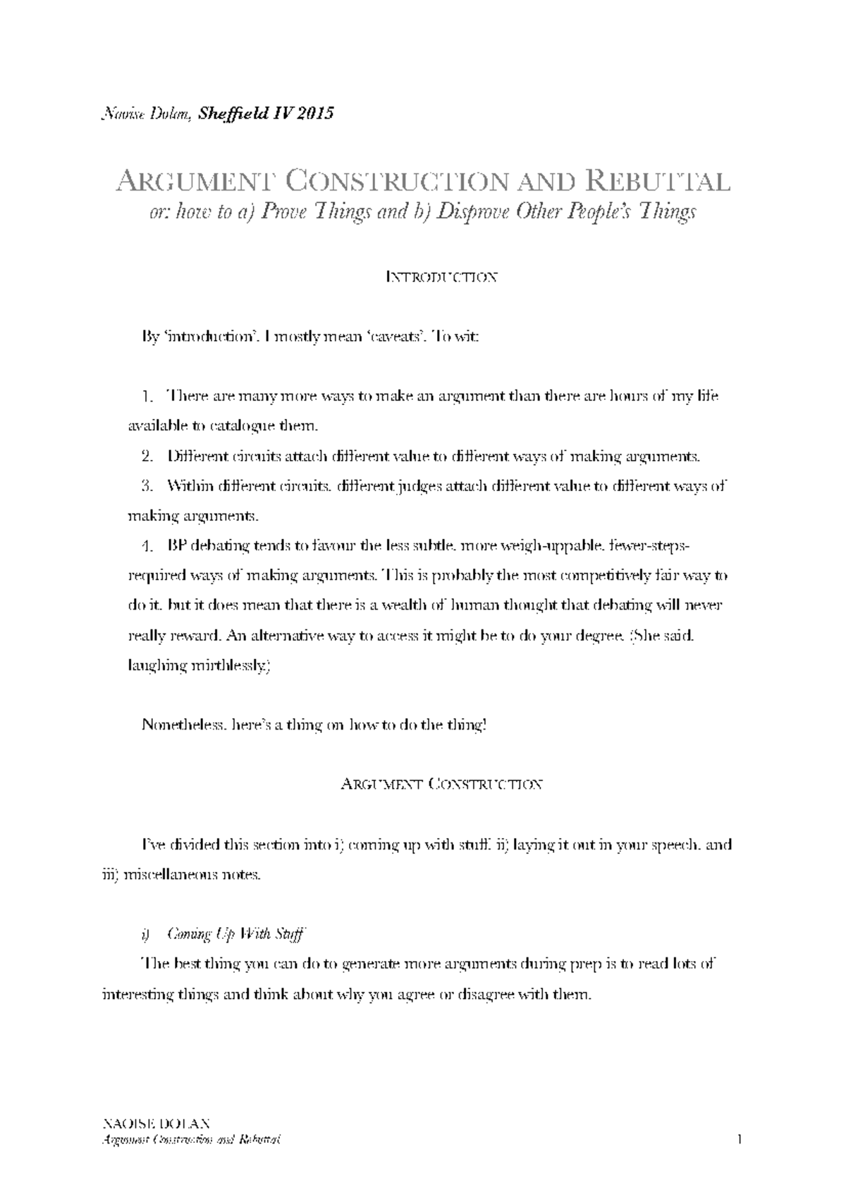 Matter Generation - Naoise Dolan, Sheffield IV 2015 ARGUMENT ...