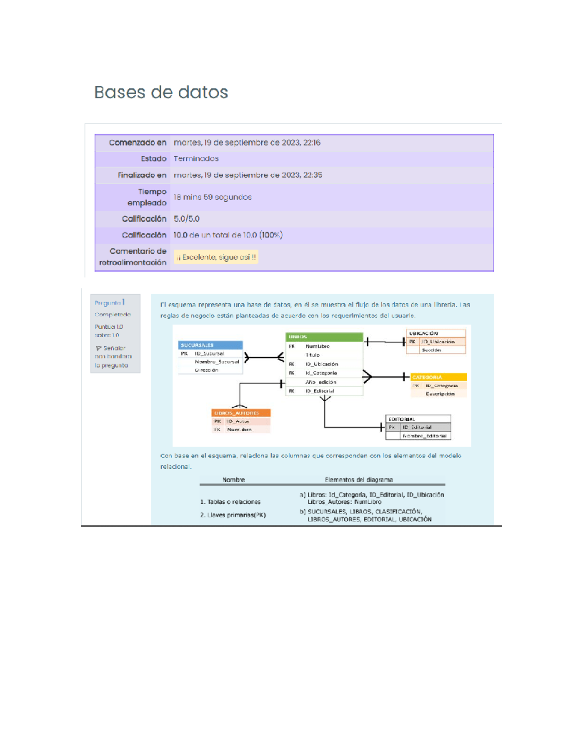 Autocalificable puntos extra 3 - base de datos - Studocu