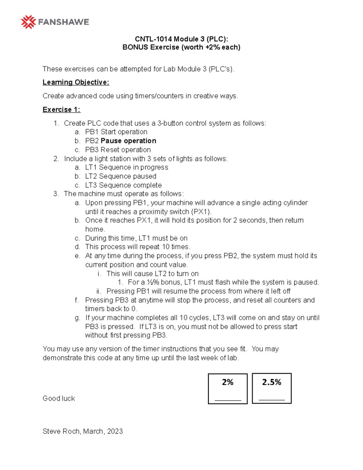 CNTL1014 Bonus PLC 1 - vgy - CNTL-1014 Module 3 (PLC): BONUS Exercise ...