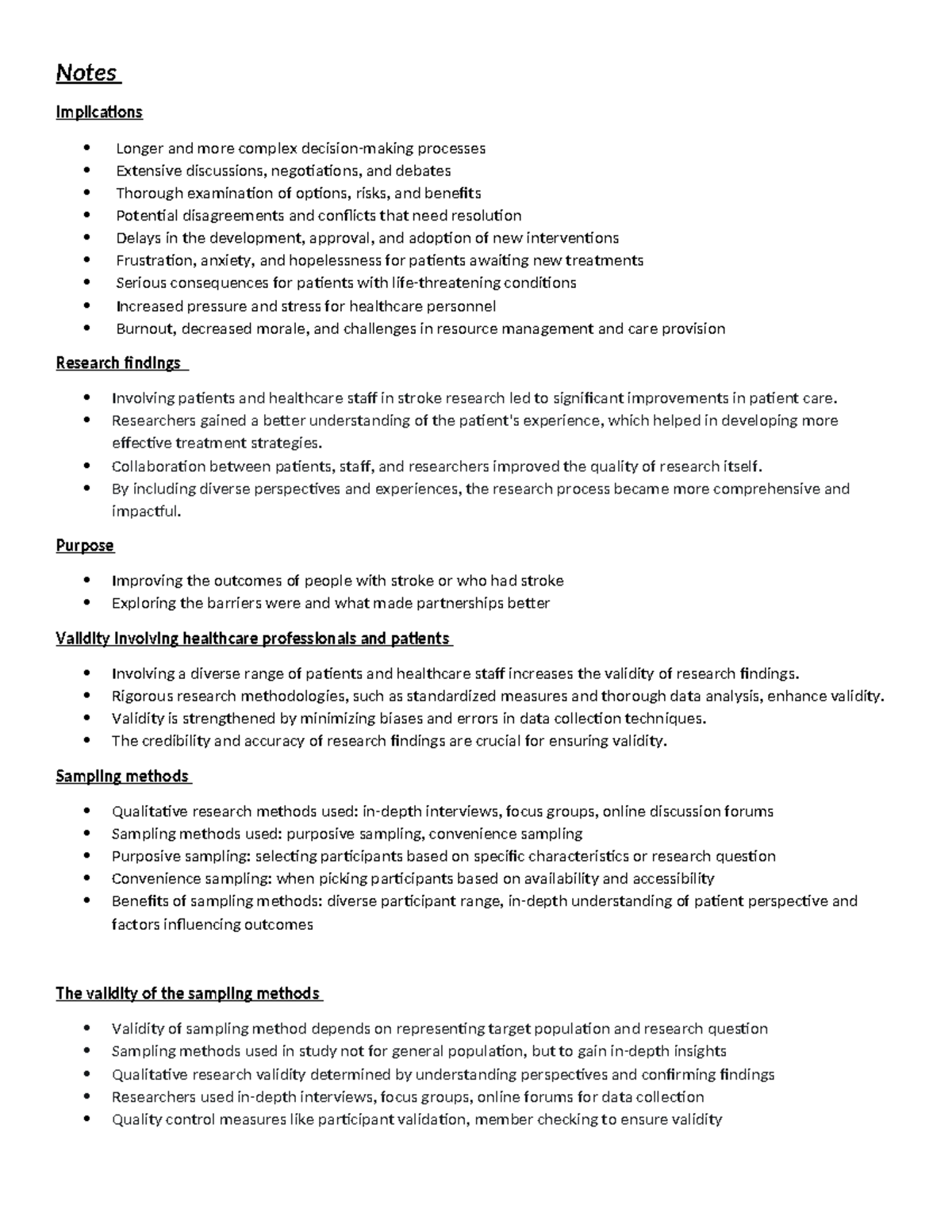 Actual Notes - Notes Implications Longer and more complex decision ...