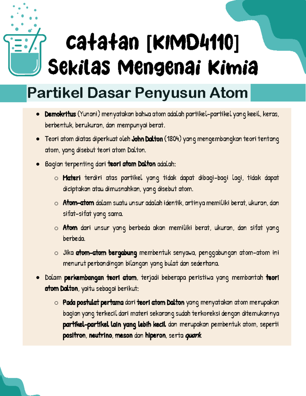 3. Catatan Kuliah [KIMD 4110] Partikel Penyusun Atom - [ ] Partikel ...