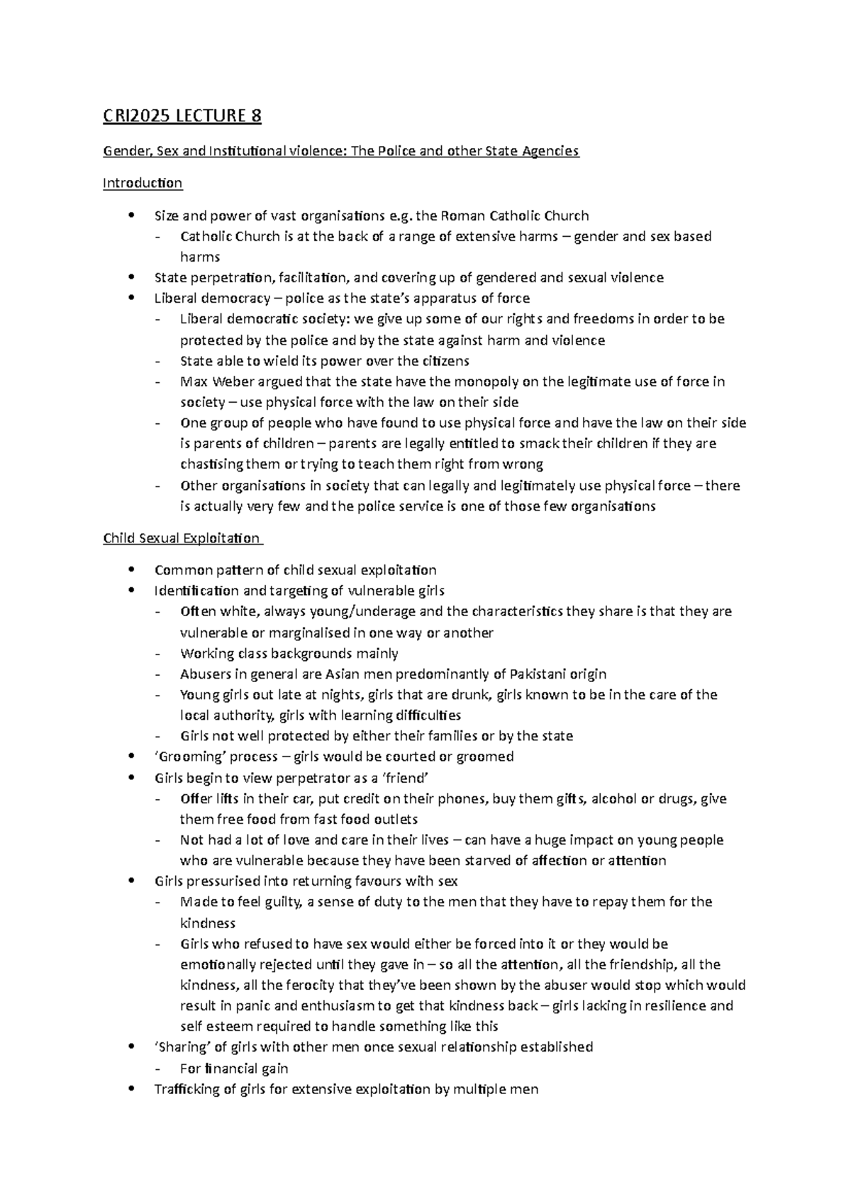 CRI2025 Lecture 8 - Dr Clare Kinsella - CRI2025 - EdgeHill - StuDocu