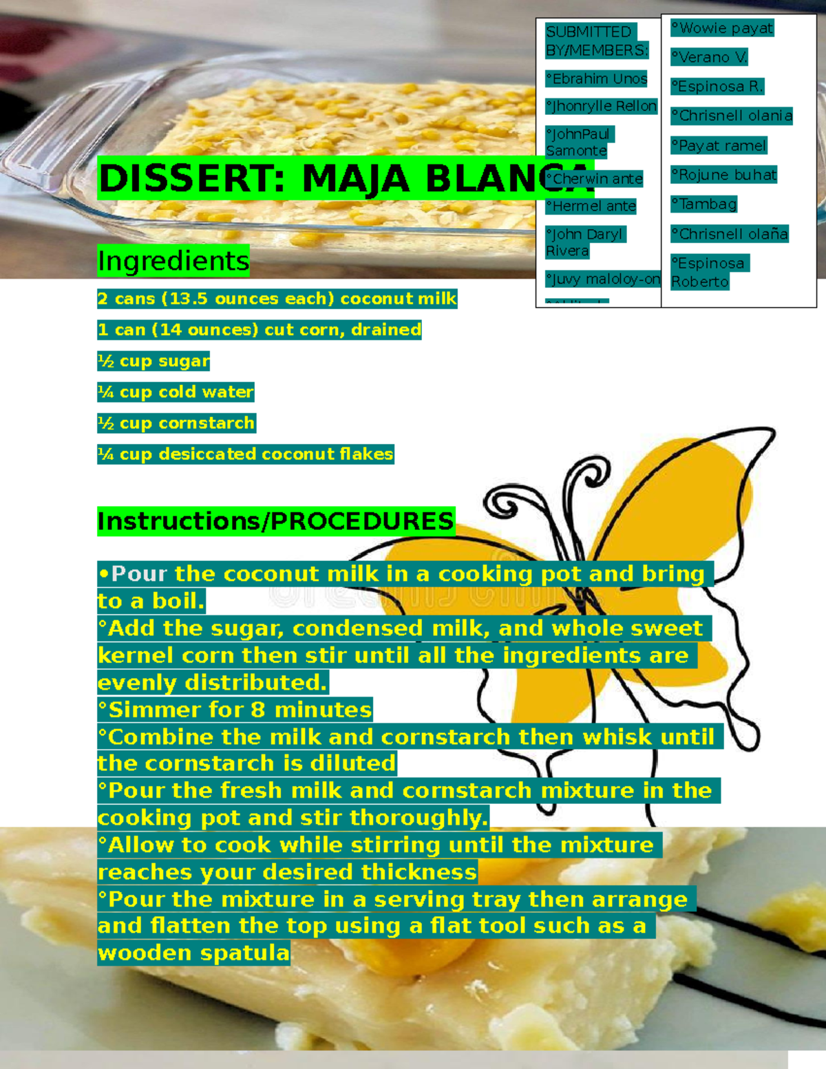 Maja Blanca - Be attractive - DISSERT: MAJA BLANCA Ingredients 2 cans ...