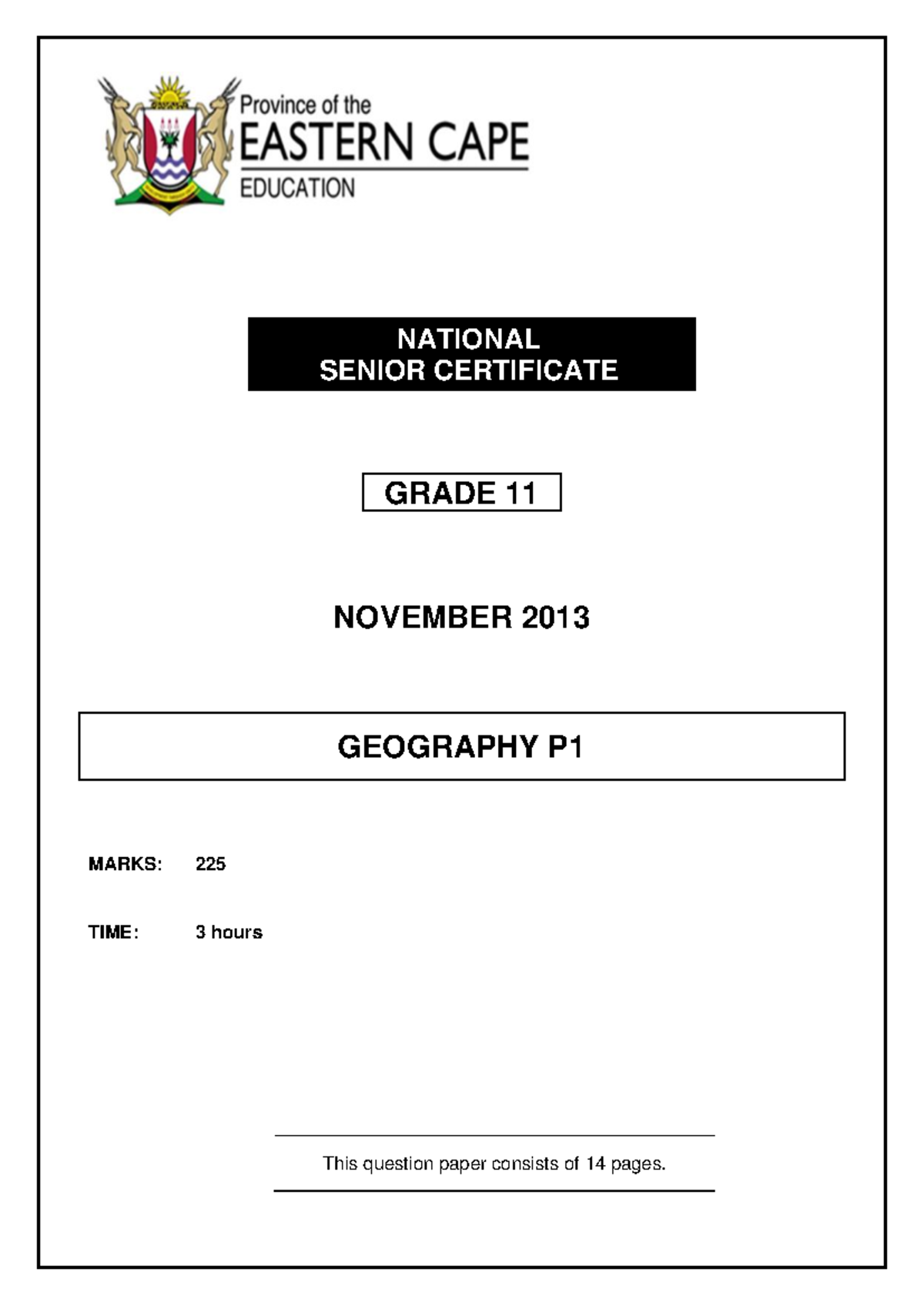 GEOG P1 GR11 QP (Eng) NOV2013 - NATIONAL SENIOR CERTIFICATE GRADE 11 ...