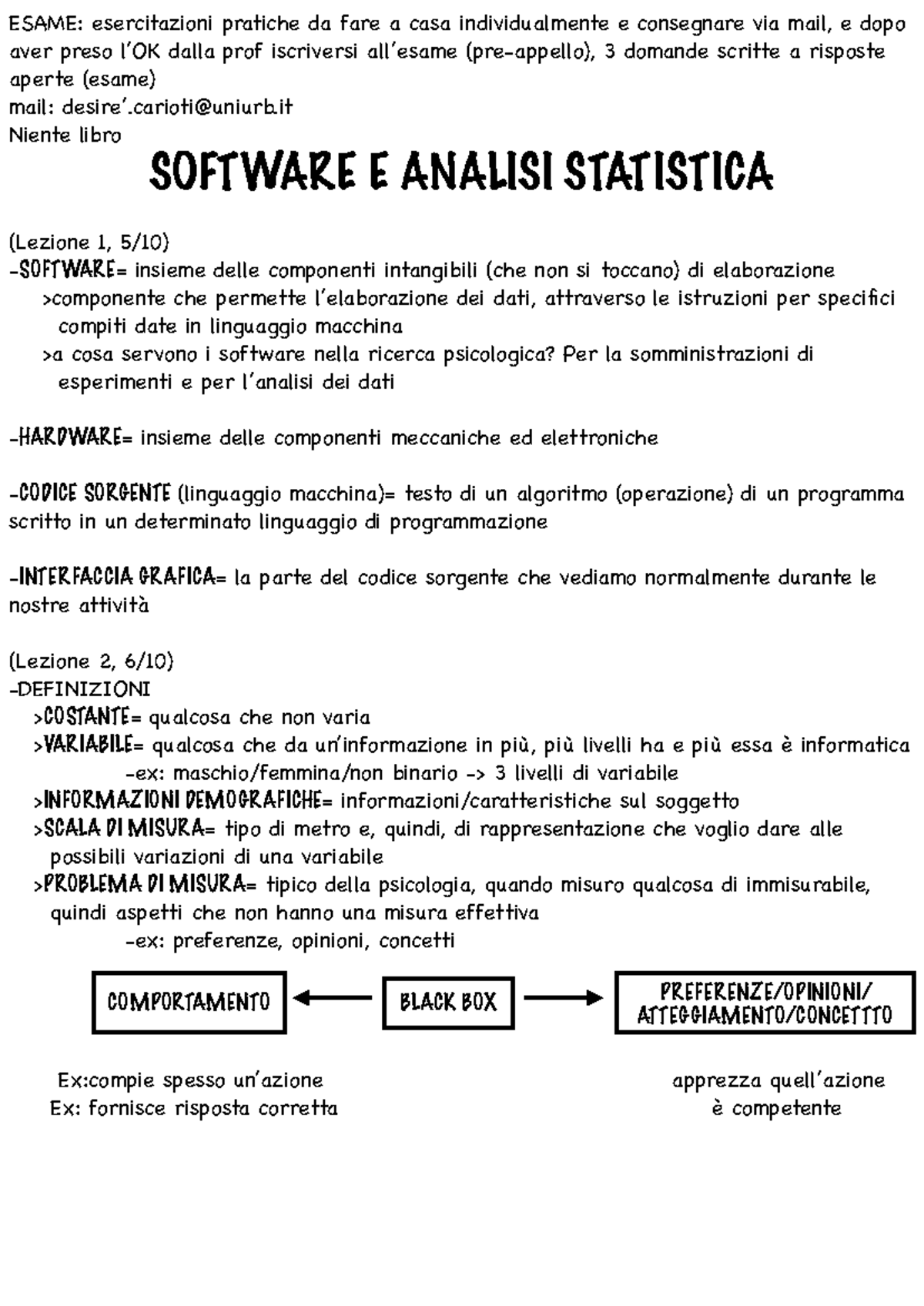 Software E Analisi Statistica - ESAME: esercitazioni pratiche da fare a ...