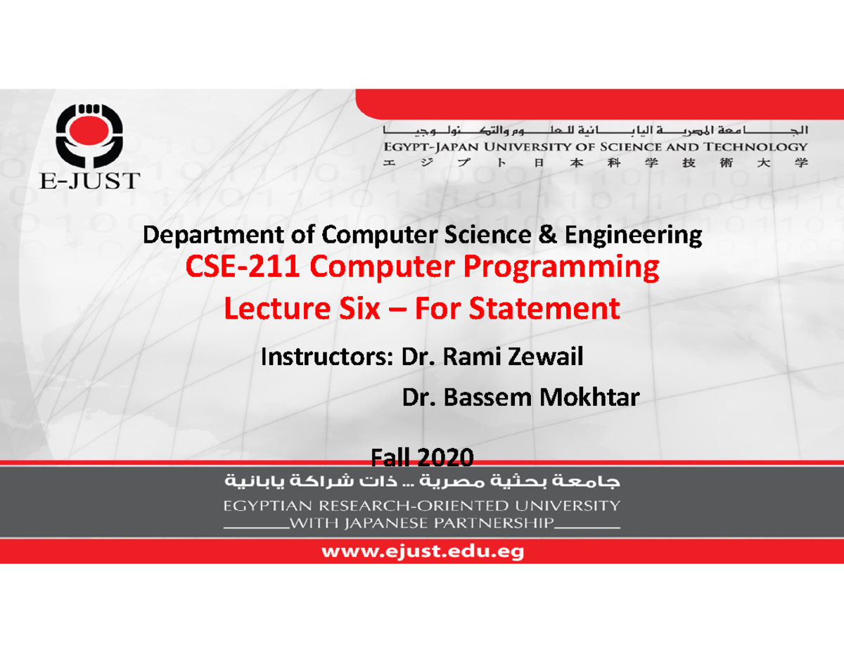 CSE211 lec6 for statements - Department of Computer Science ...