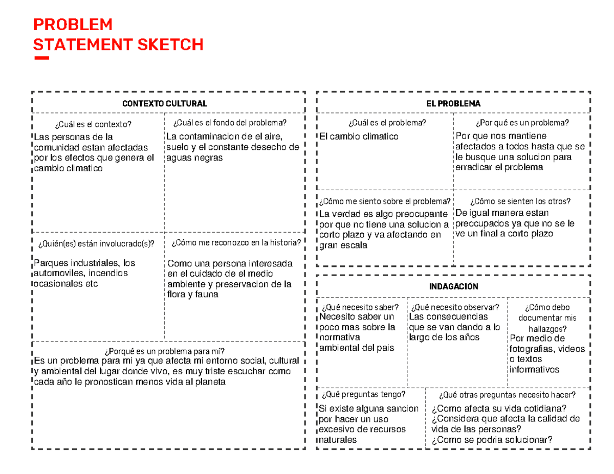 Toolkit Problem Statement Sketch ED - PROBLEM STATEMENT SKETCH ¿Cuál es ...