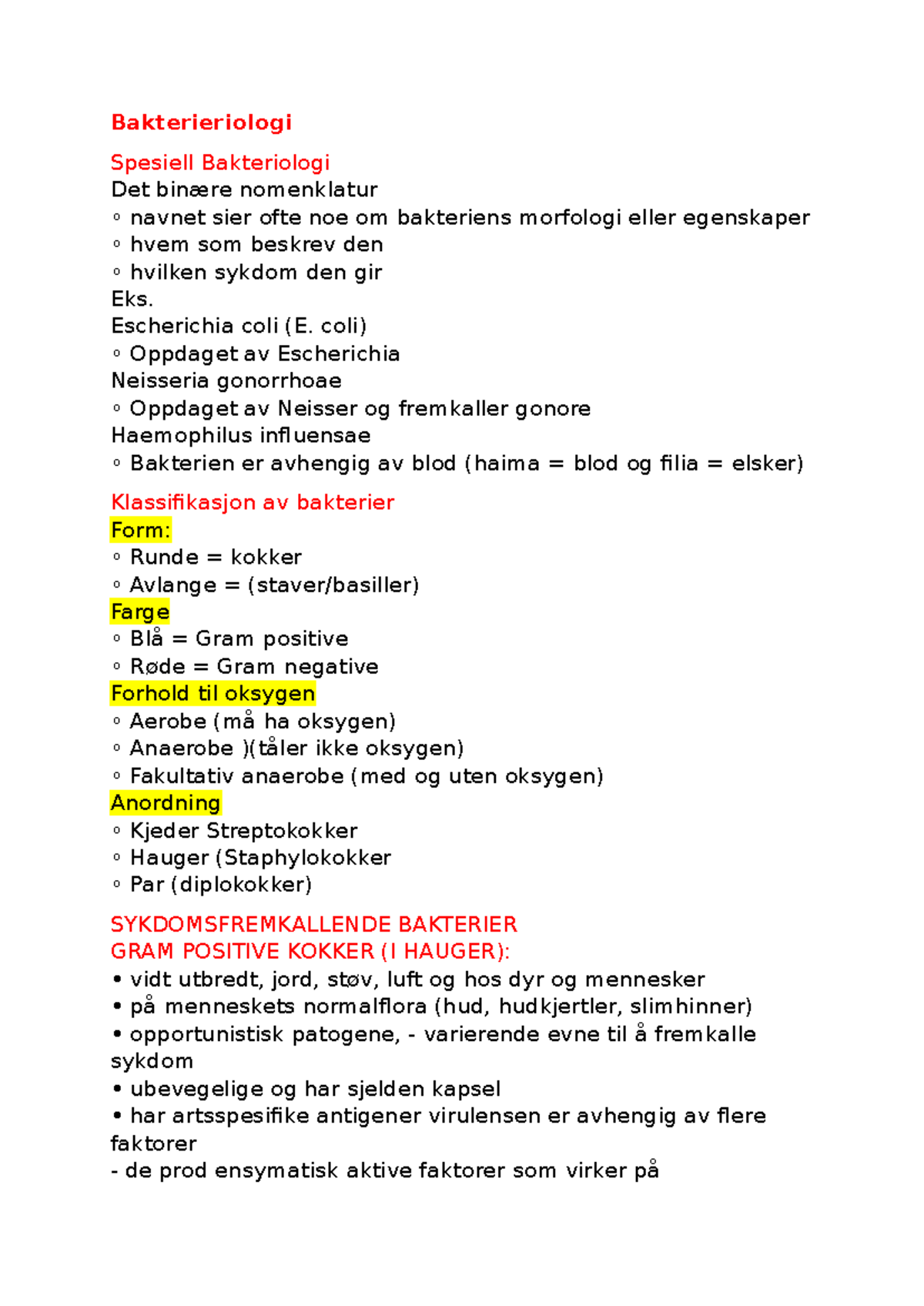 Bakterieriologi - Sammendrag Medisinsk mikrobiologi og ...