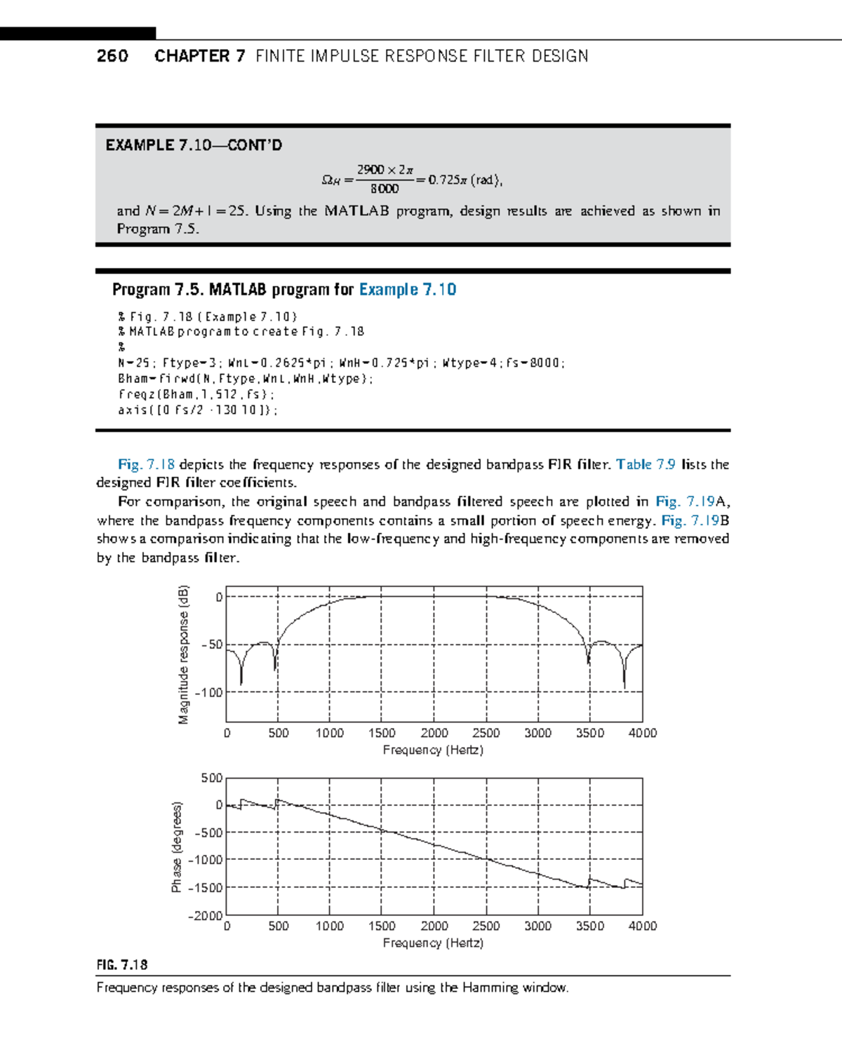 Finite Impulse Response - EXAMPLE 7—CONT’D ΩH ¼ 2900 2 π 8000 ¼ 0 : 725 ...