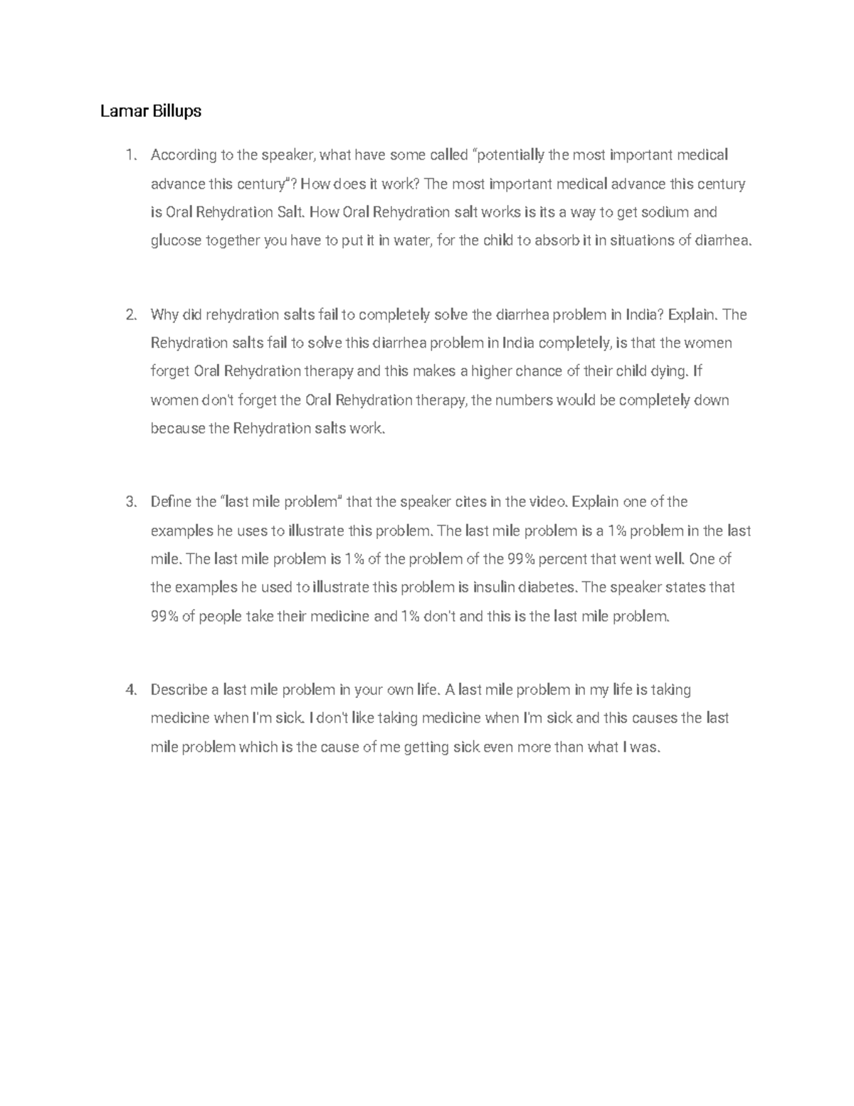 1.2.3 Module One Lesson Two Activity - Lamar Billups 1. According to ...