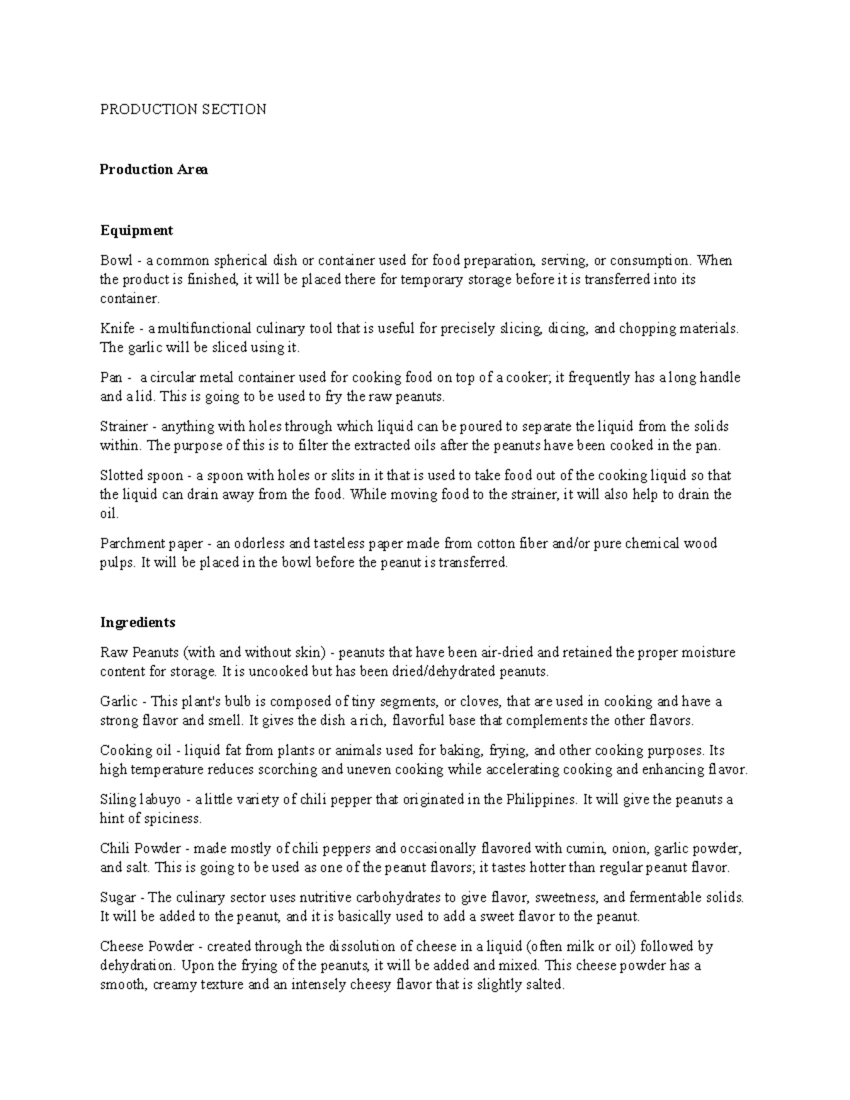 Production Section - prod sec - PRODUCTION SECTION Production Area ...