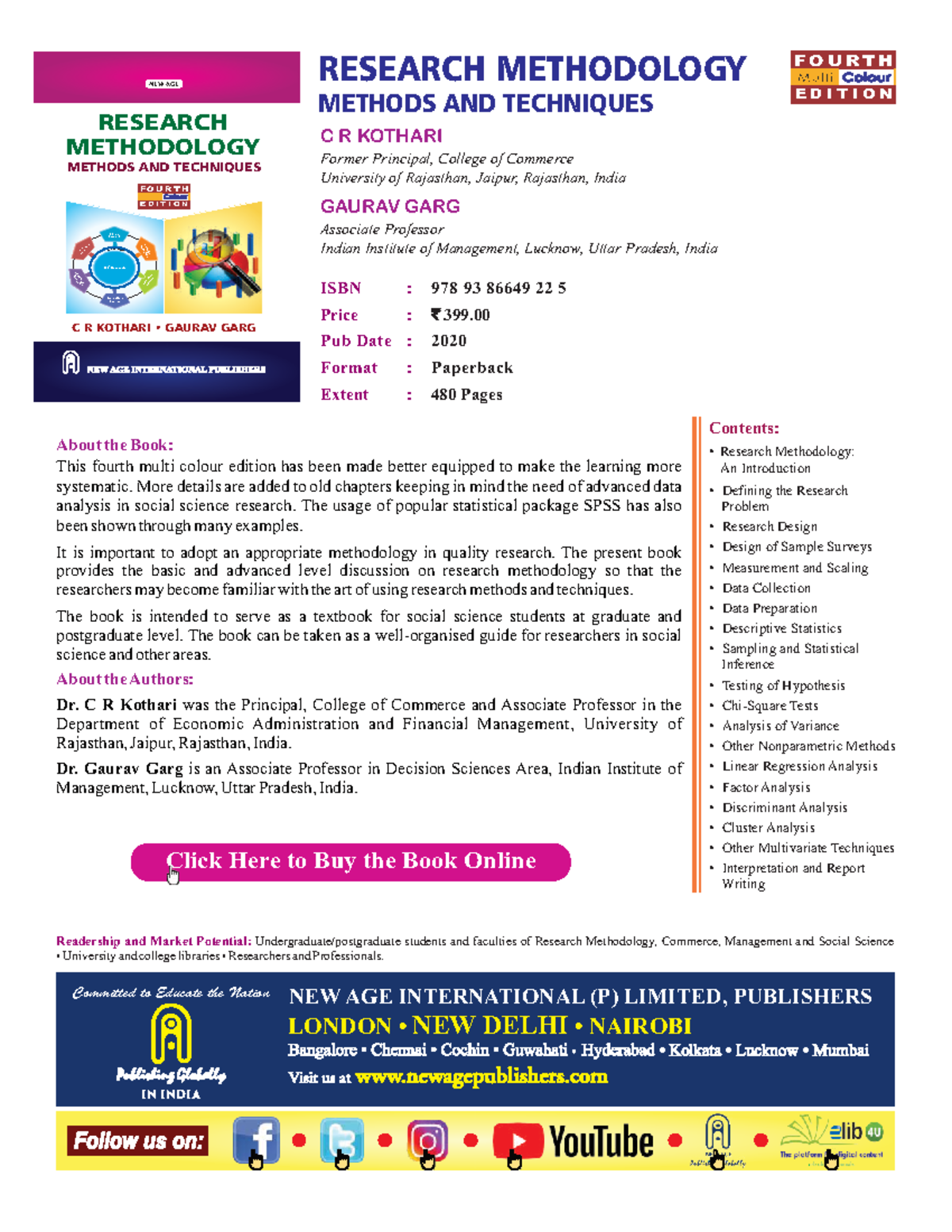 8 research methodology C R Kothari • Gaurav GARG - About the Book: This ...