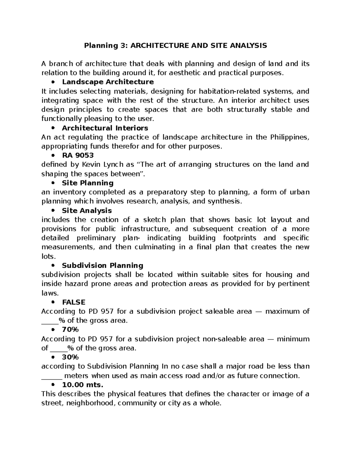 Planning 3 Architecture AND SITE Analysis - Planning 3: ARCHITECTURE ...