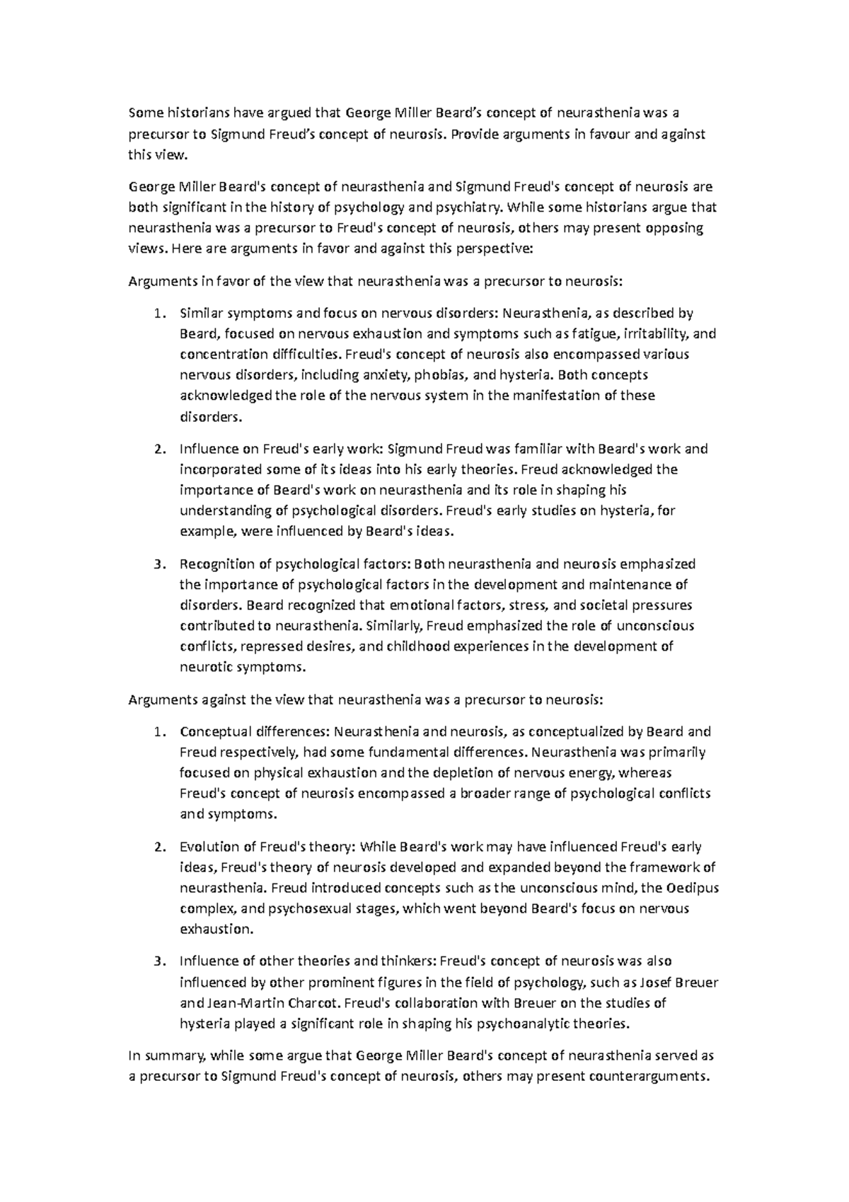 George Miller Beard - weekly assisnment - Some historians have argued ...