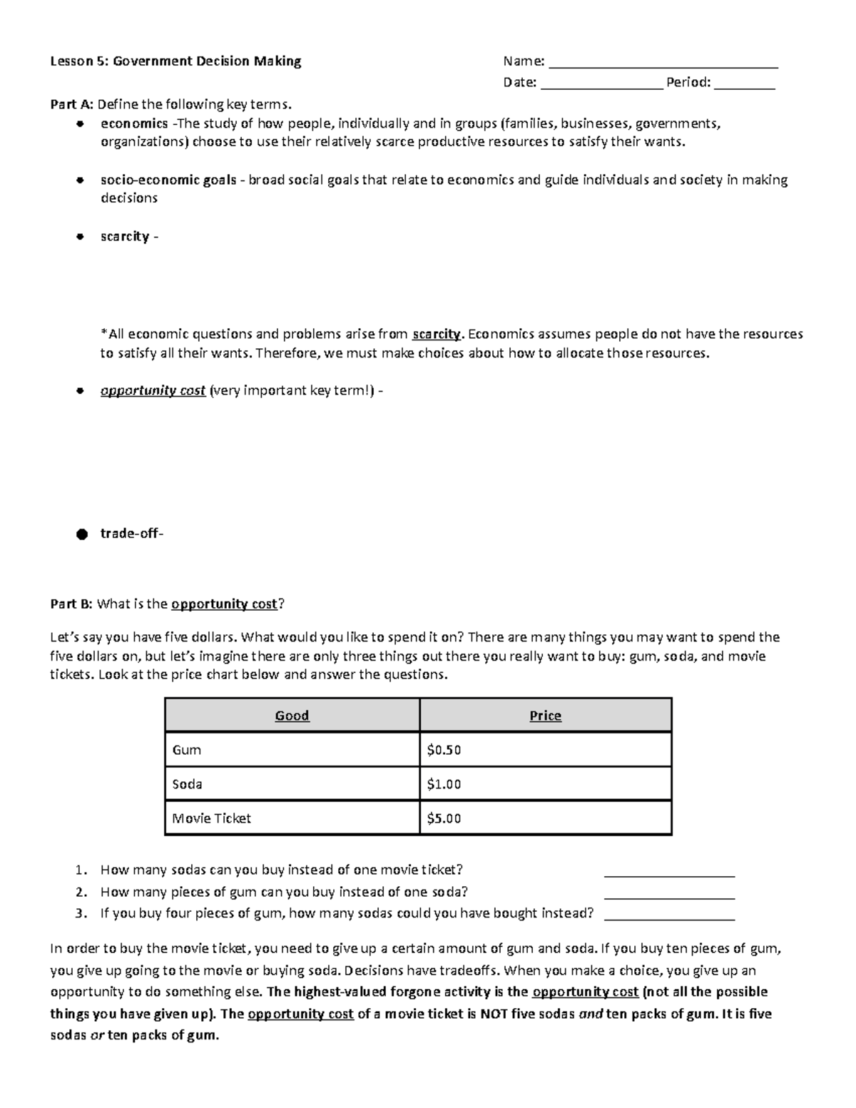 Lesson 5 Notetaker-1 - work - Lesson 5: Government Decision Making Name ...