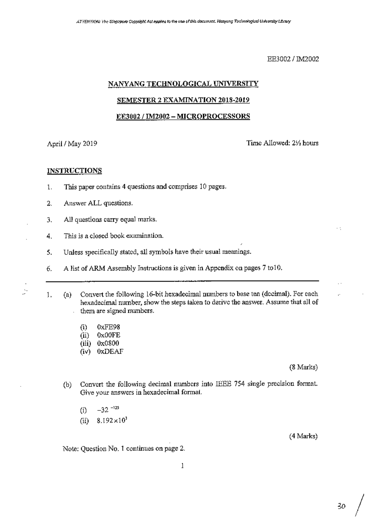 EE3002 1819 S2 all - Pyp with student solution - ATYENTION: Tha Singapore Copyright Act appiles ...