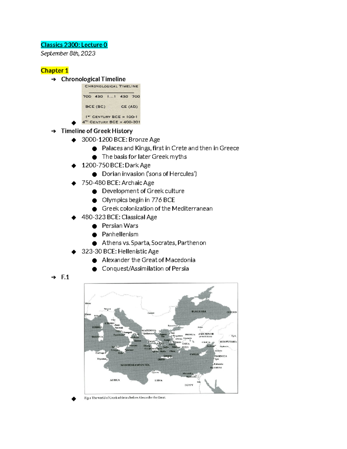09.08.23 - Lecture 0 - Classics 2300: Lecture 0 September 8th, 2023 Chapter 1 Chronological ...