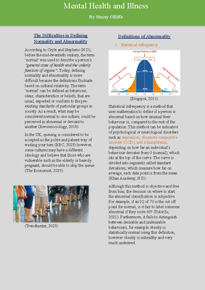 Unit 15 - Mental Health and Illness - Mental Health and Illness by ...