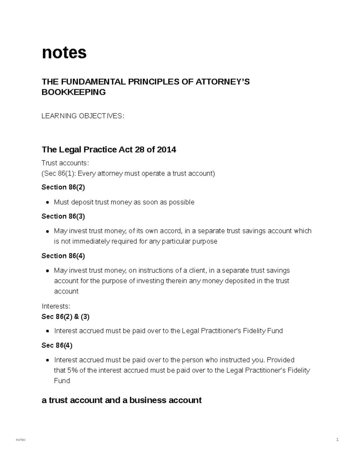 Study Unit 4: The fundamental principles of attorney’s Bookkeeping ...