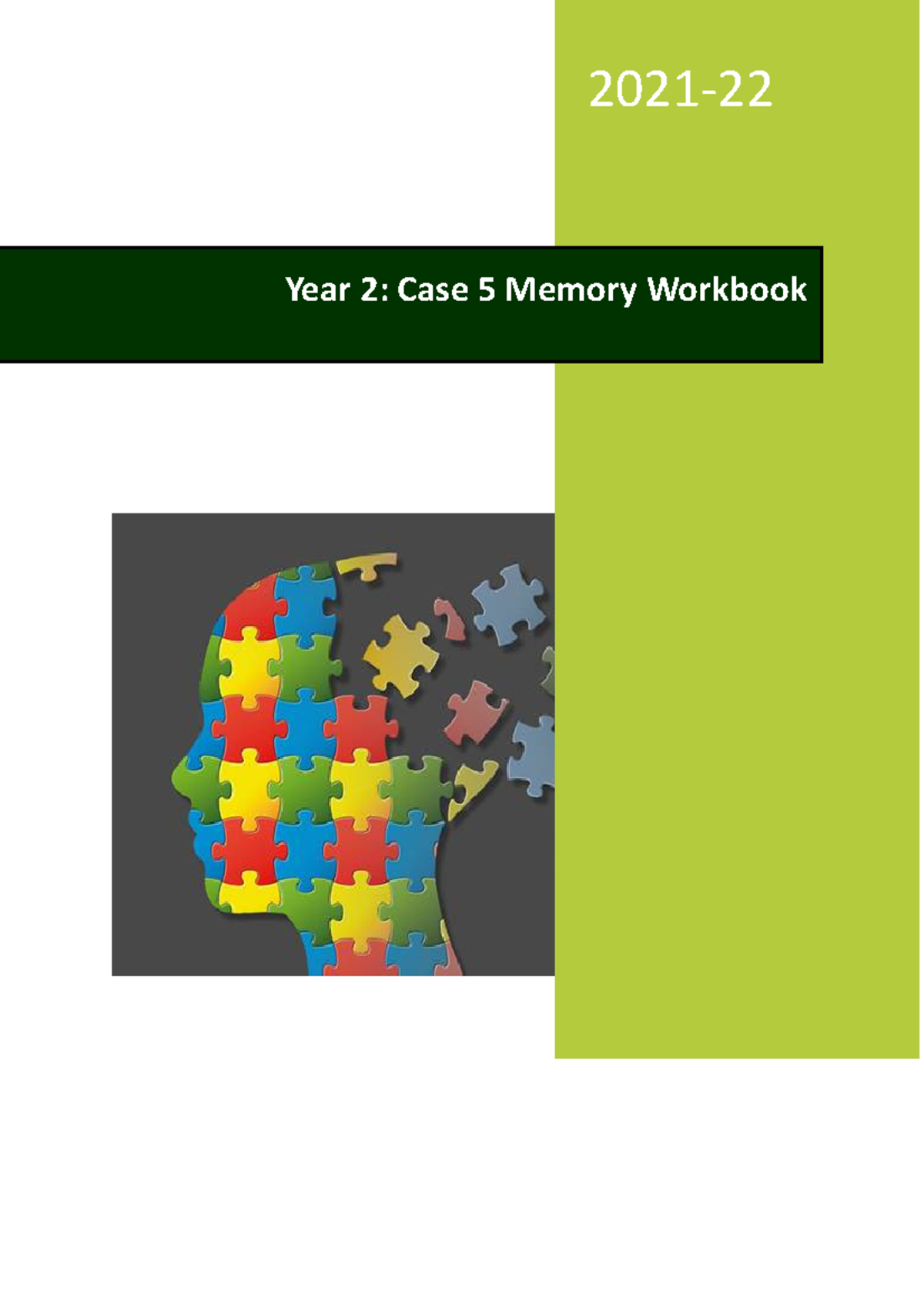 Memory Workbook with PPP 21-22 - 2021- Year 2: Case 5 Memory Workbook ...