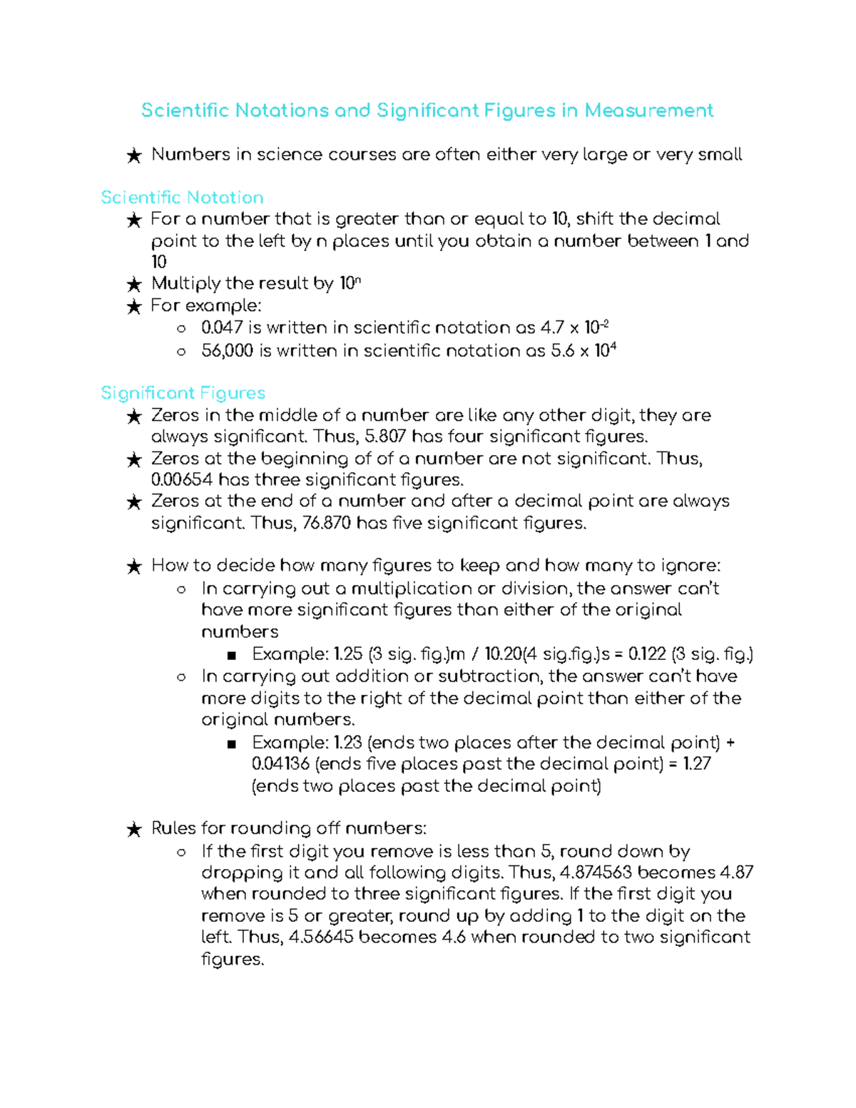 Scientific Notations and Significant Figures - Thus, 5 has four ...