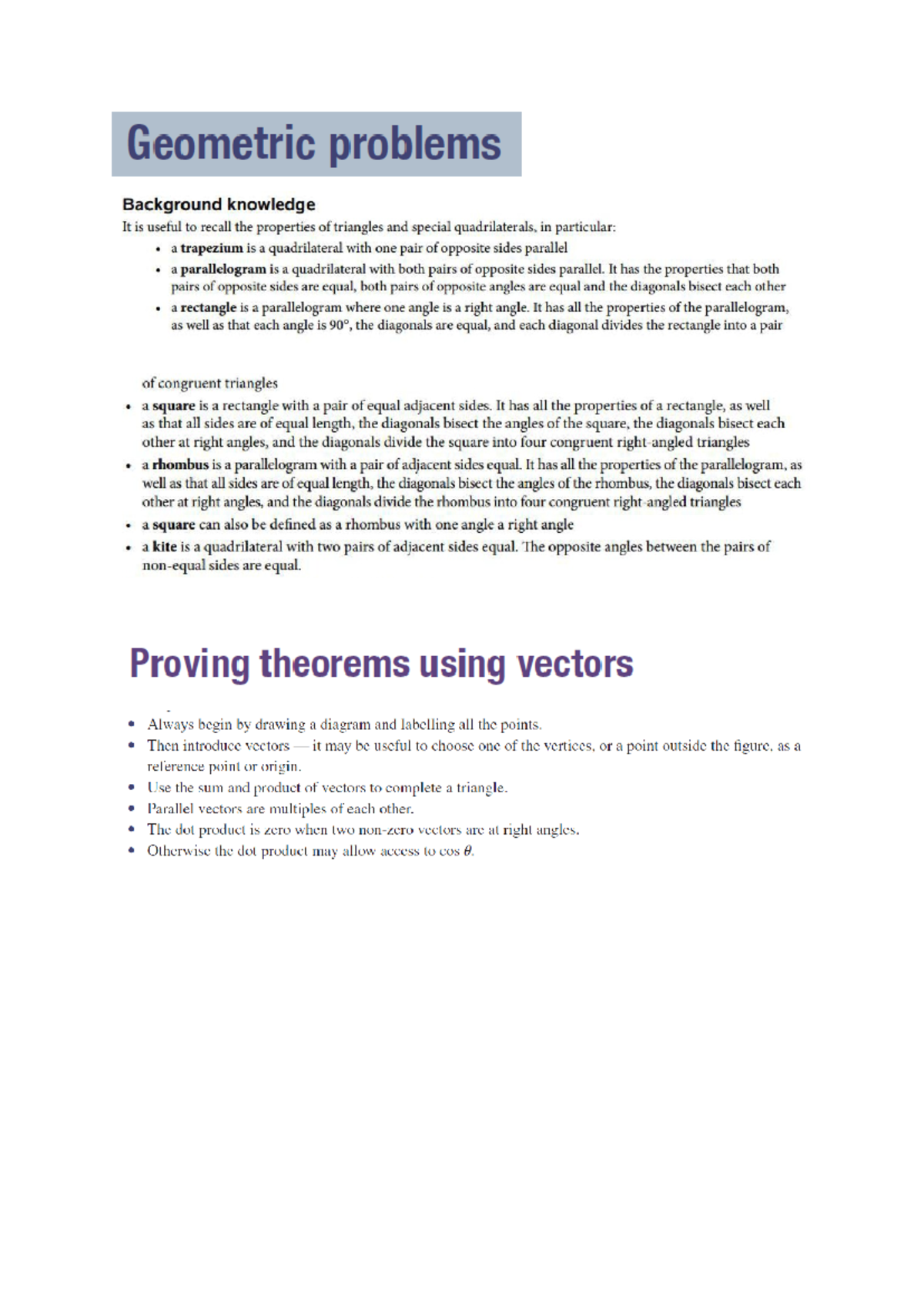 Vector Proofs - Maths Ext. - Studocu