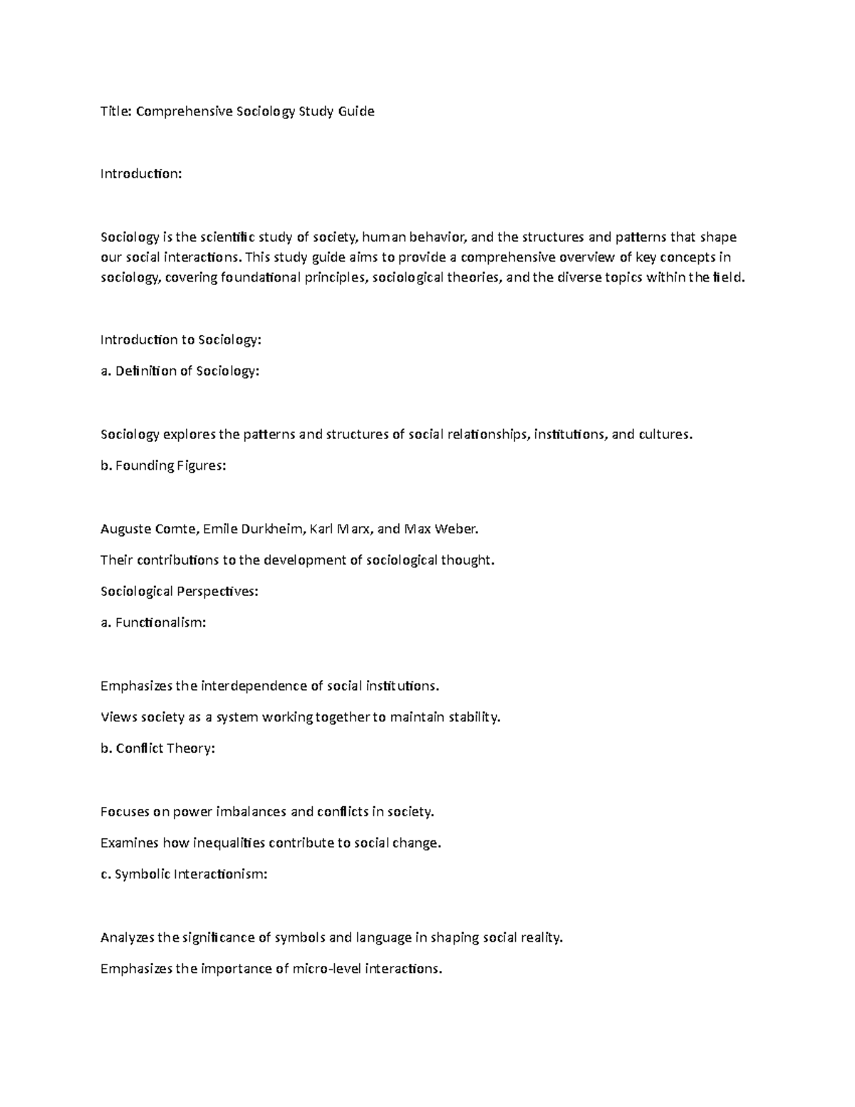 Socio - SOCG 1010 Study lectures - Title: Comprehensive Sociology Study ...