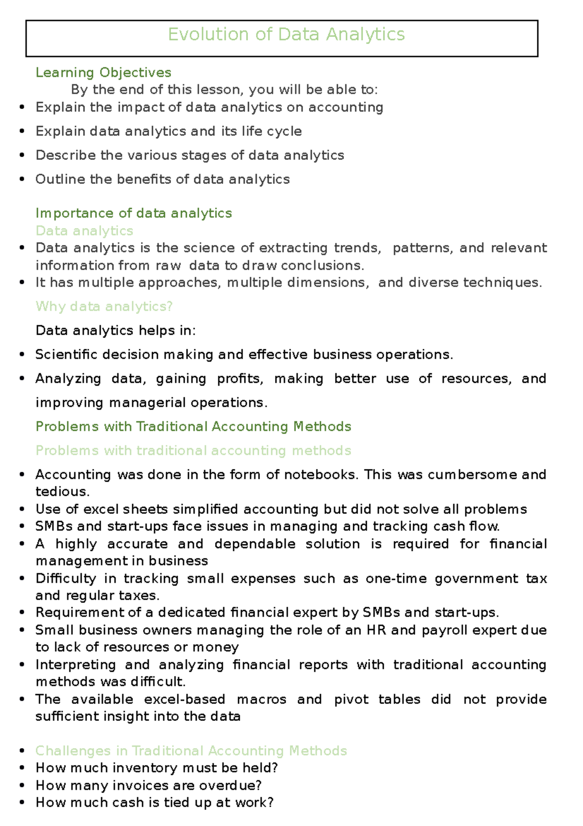 2-evolution of data analytics - Learning Objectives By the end of this ...