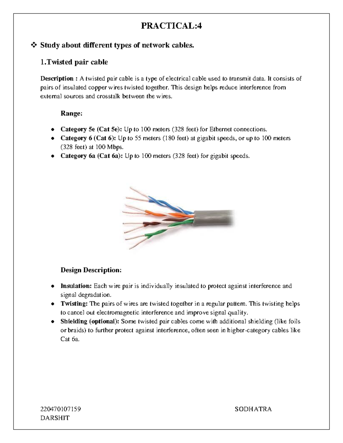 Study about different types of network cables - 1 pair cable ...