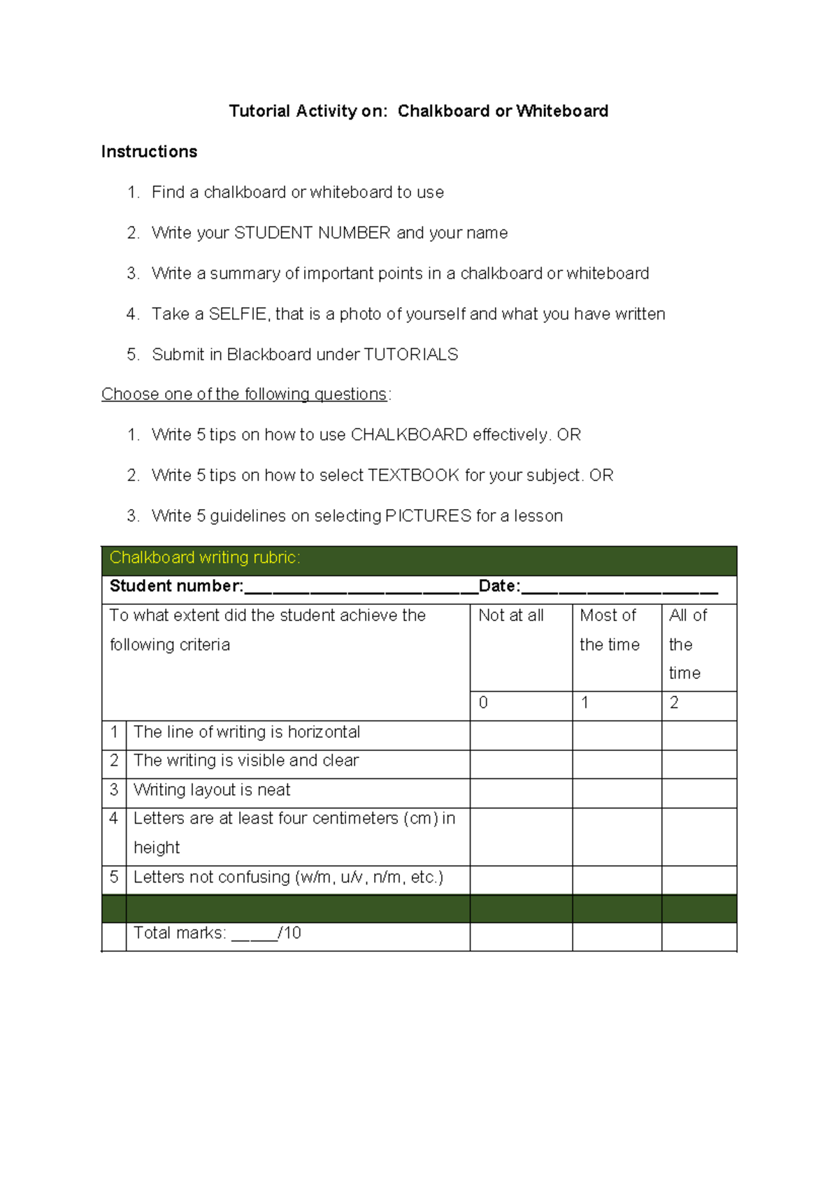 Chalkboard Acitivity - Tutorial Activity on: Chalkboard or Whiteboard ...