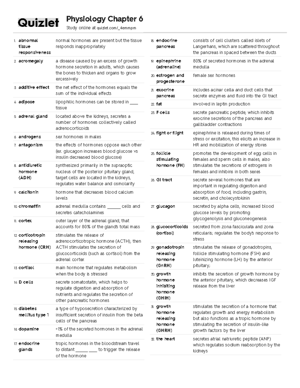 Chapter 6c practice problems and solutions - abnormal tissue responsiveness normal hormones are ...