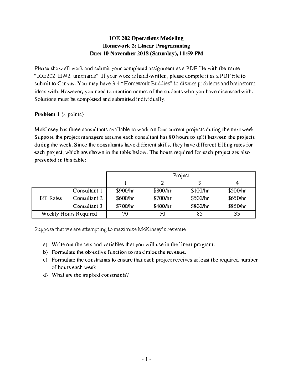 Ioe202 Hw2 Operations Modeling Notes Ioe 202 Operations Modeling Homework 2 Linear